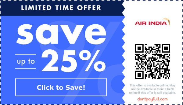 Air India Promo Codes - 25% Off Coupon 2026