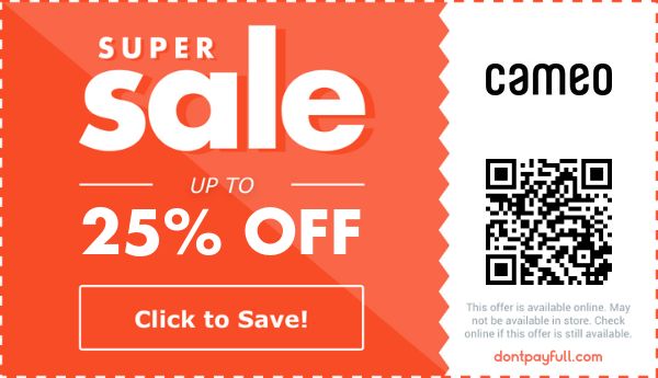 Cameo Promo Codes - 25% Off Coupon Code May 2026