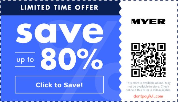 Myer Coupon Codes - 65% Off Promo Code May 2026