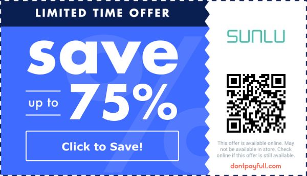 Sunlu Discount Codes - 75% Off Coupon Code June 2026